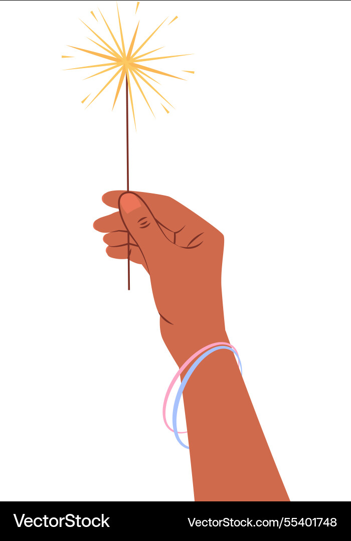 Hand holding firework lighting stick Royalty Free Vector
