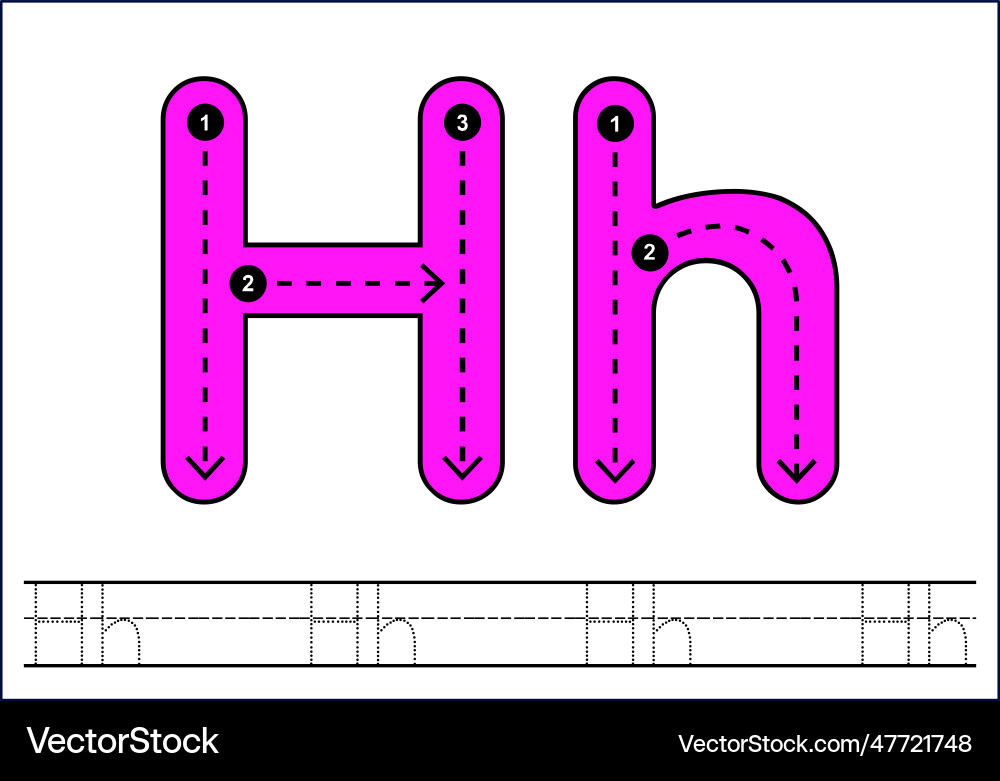 Learning english alphabet for kids letter h Vector Image