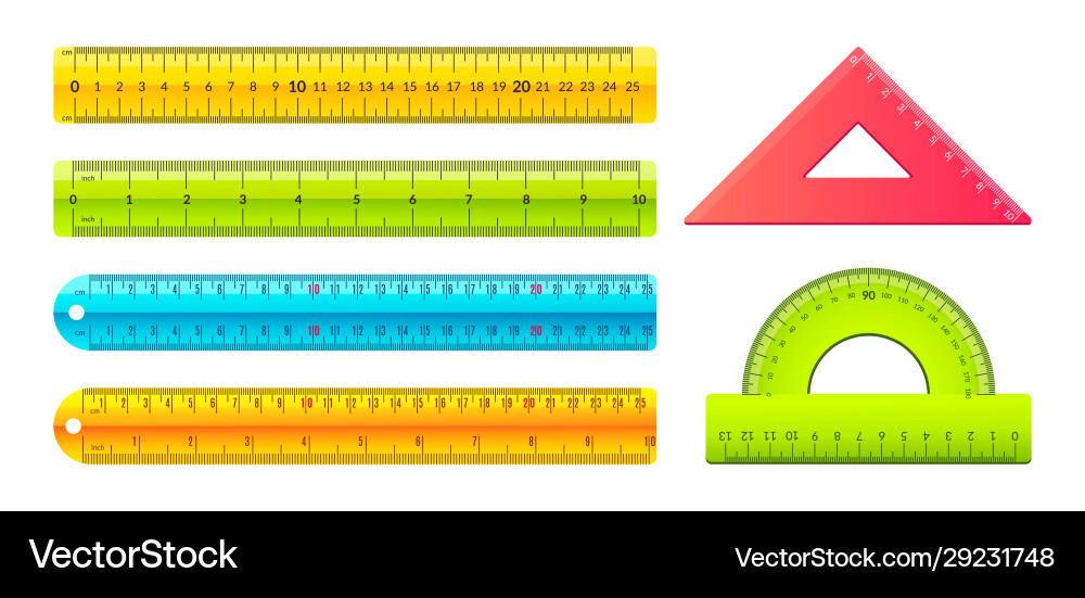 Ruler cartoon measuring tools with metric Vector Image