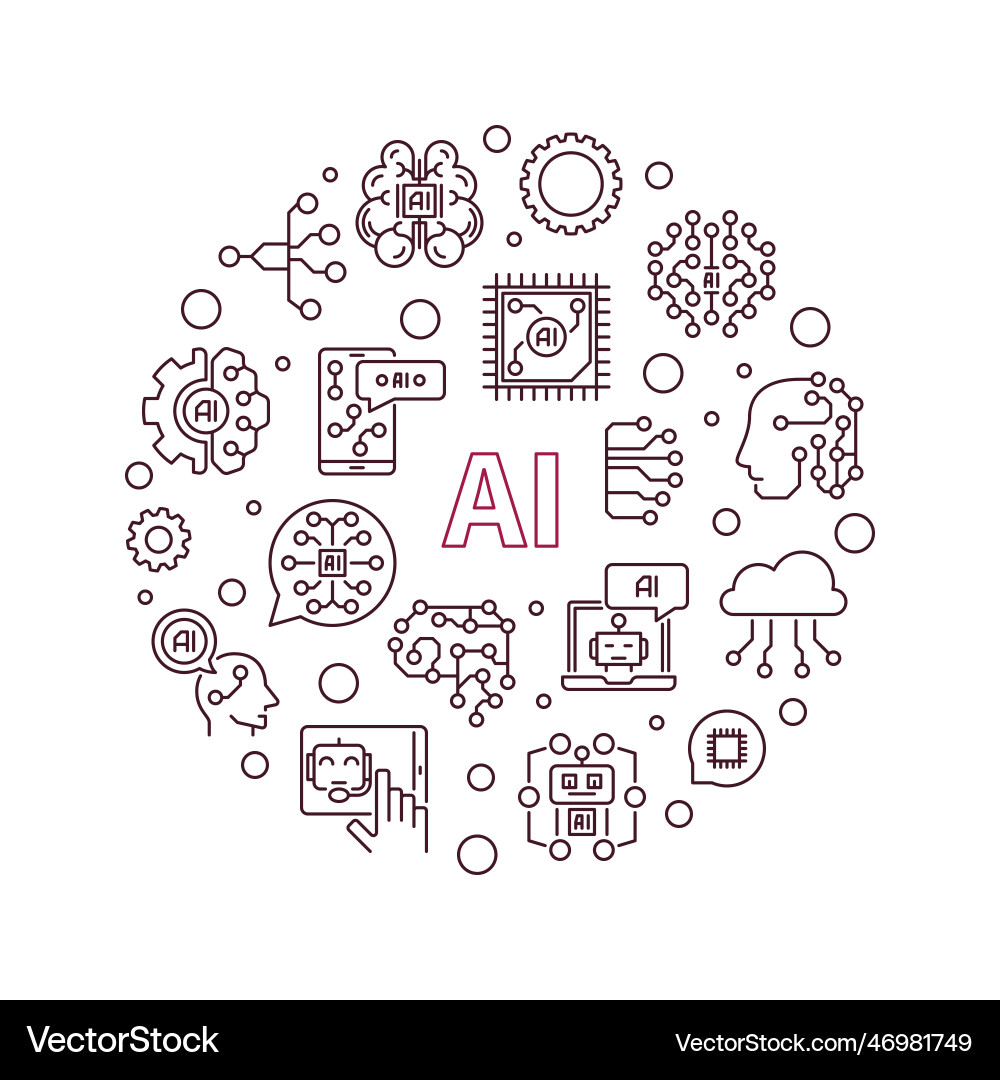 Artificial Intelligence Circle Banner Royalty Free Vector