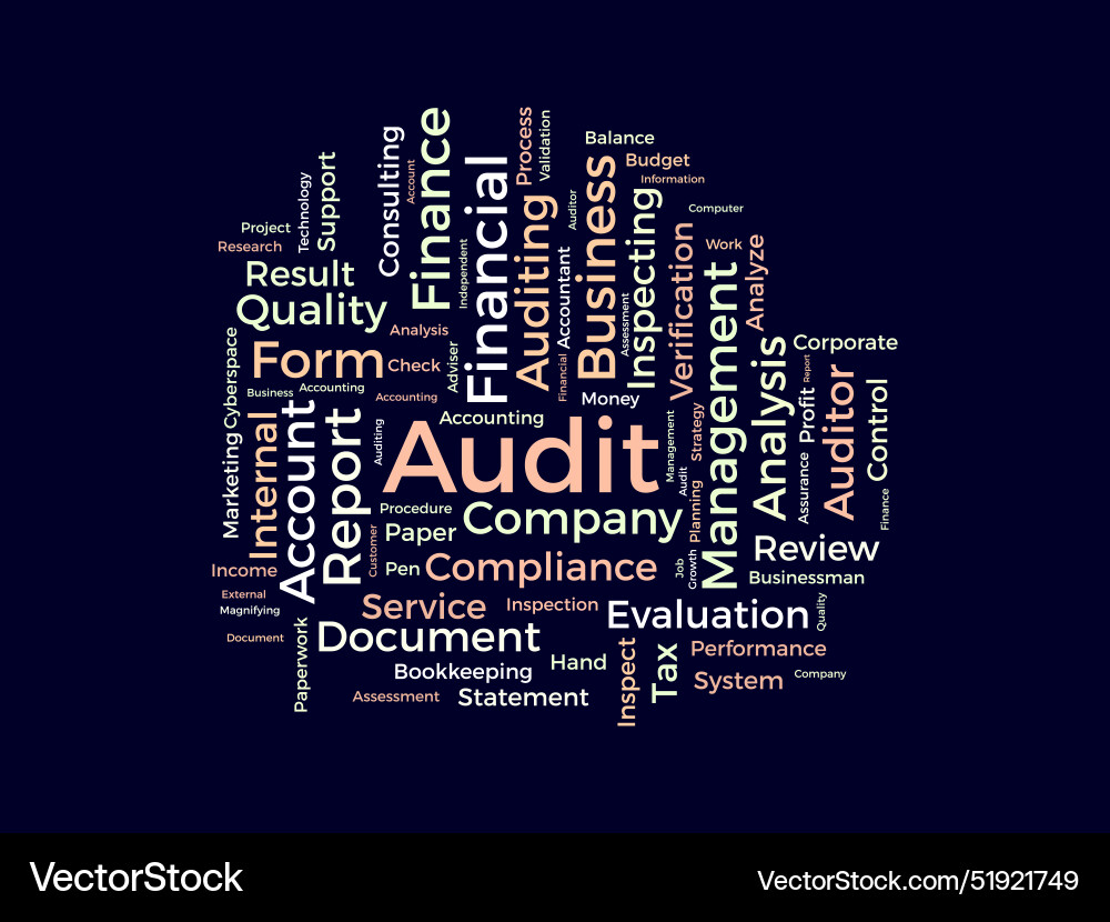 Audit wordcloud template business concept Vector Image Audit wordcloud template business concept Vector Image