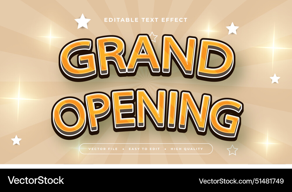 Beige yellow and white grand opening 3d editable Vector Image