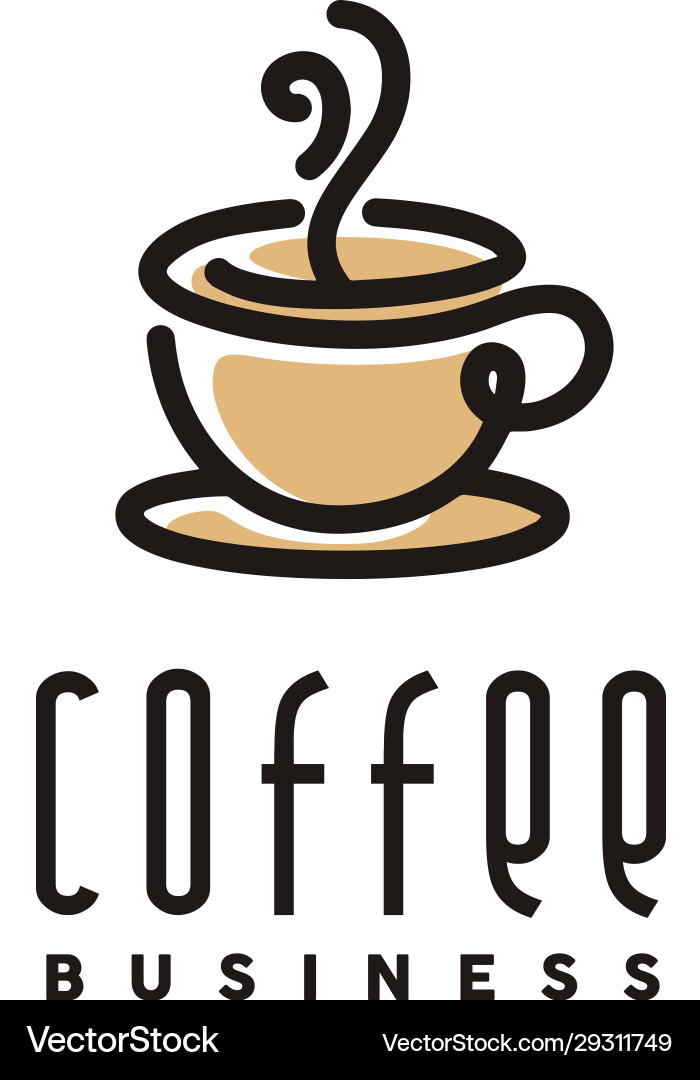 Brown coffee cup smoke cafe bar logo Royalty Free Vector