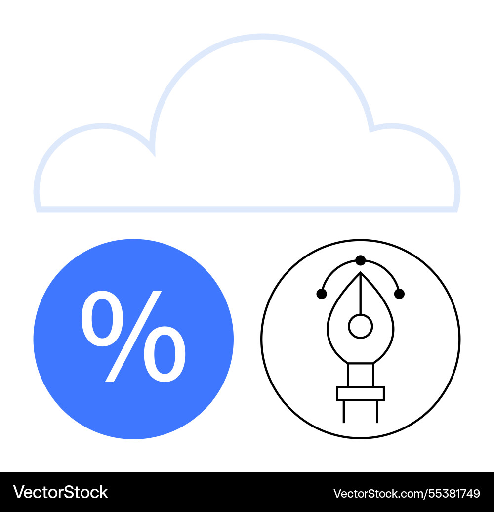 Cloud storage with percentage symbol and graphic Vector Image