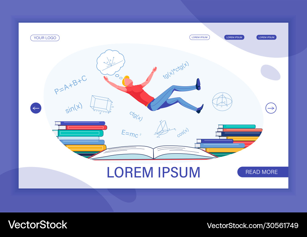 Falling into book with trigonometrical equation Vector Image