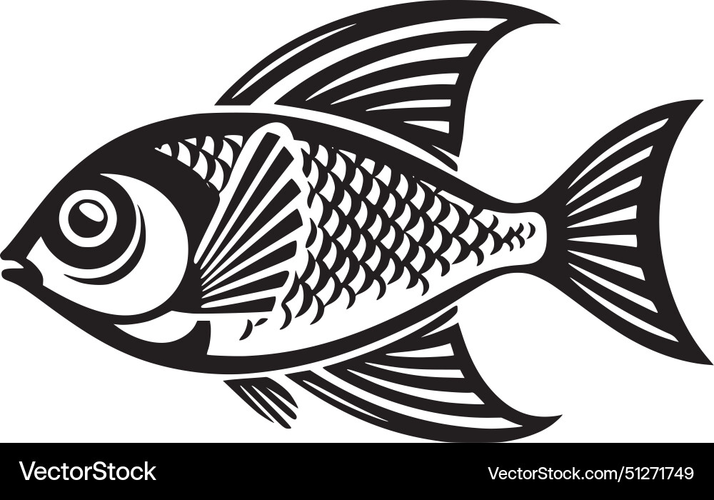 Fish - black and white Royalty Free Vector Image
