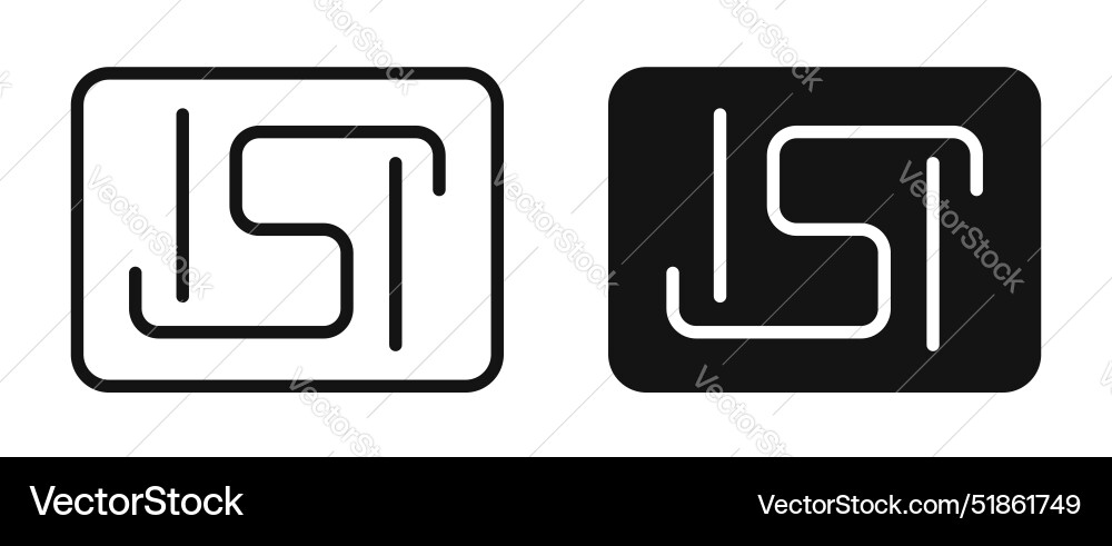 Isi mark icon set in black and white outlines Vector Image
