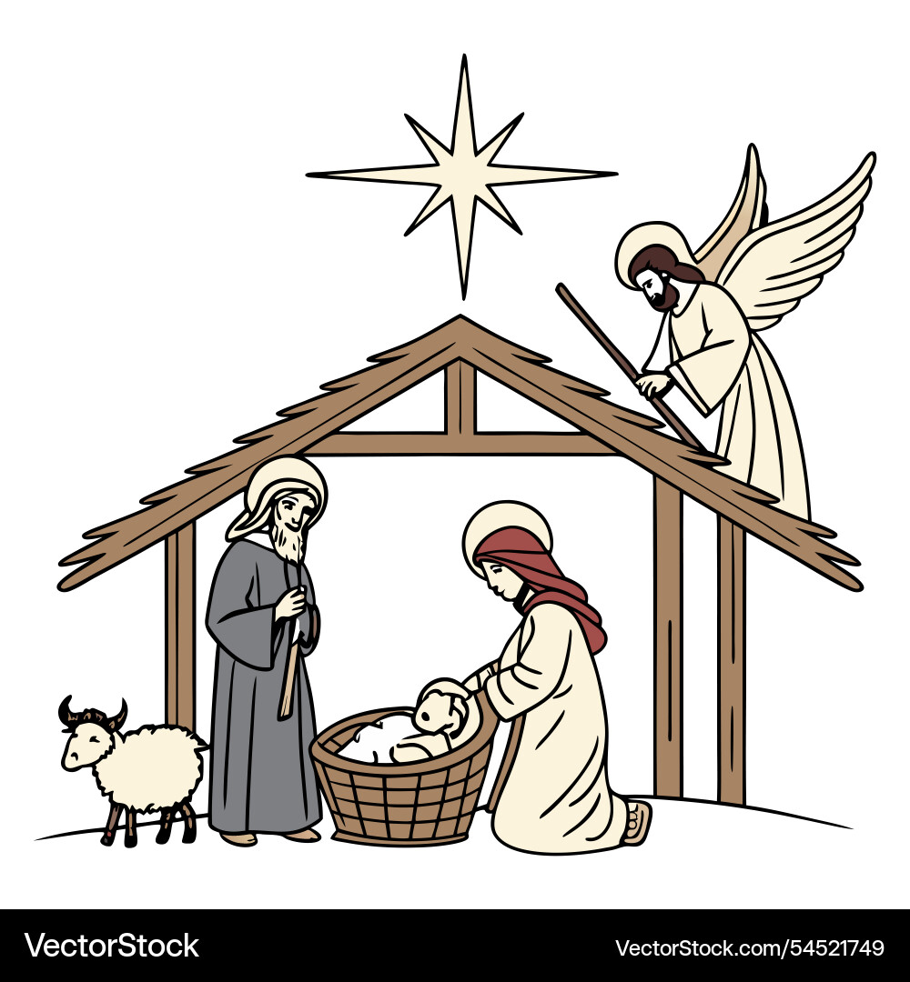 Nativity christmas Royalty Free Vector Image - VectorStock