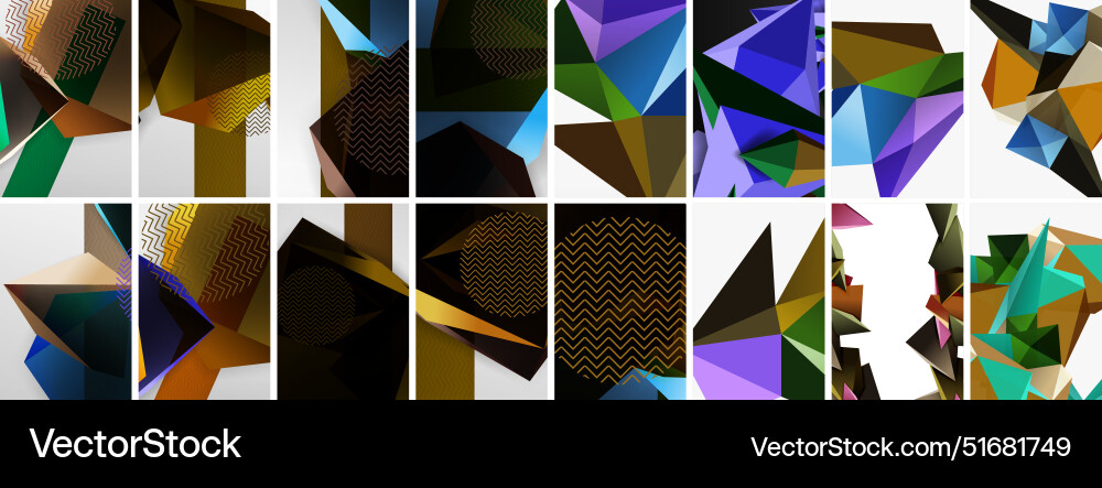 Set of low poly triangles poster geometric Vector Image