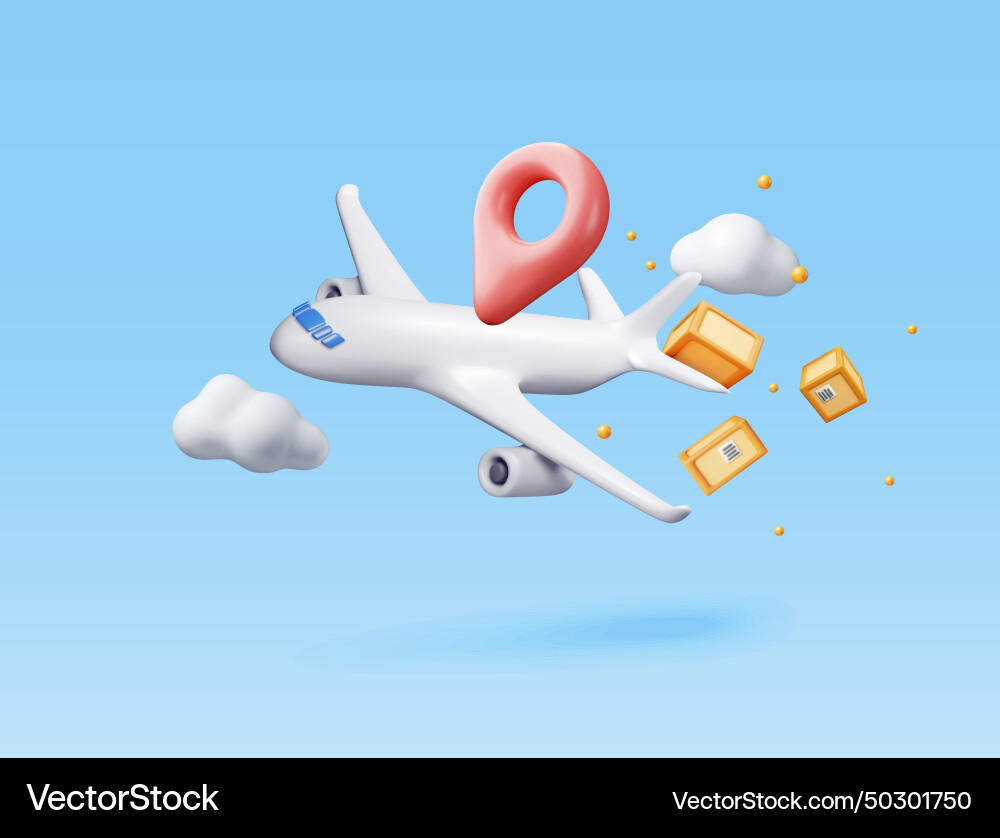3D Airplane Delivery Boxes Royalty Free Vector Image