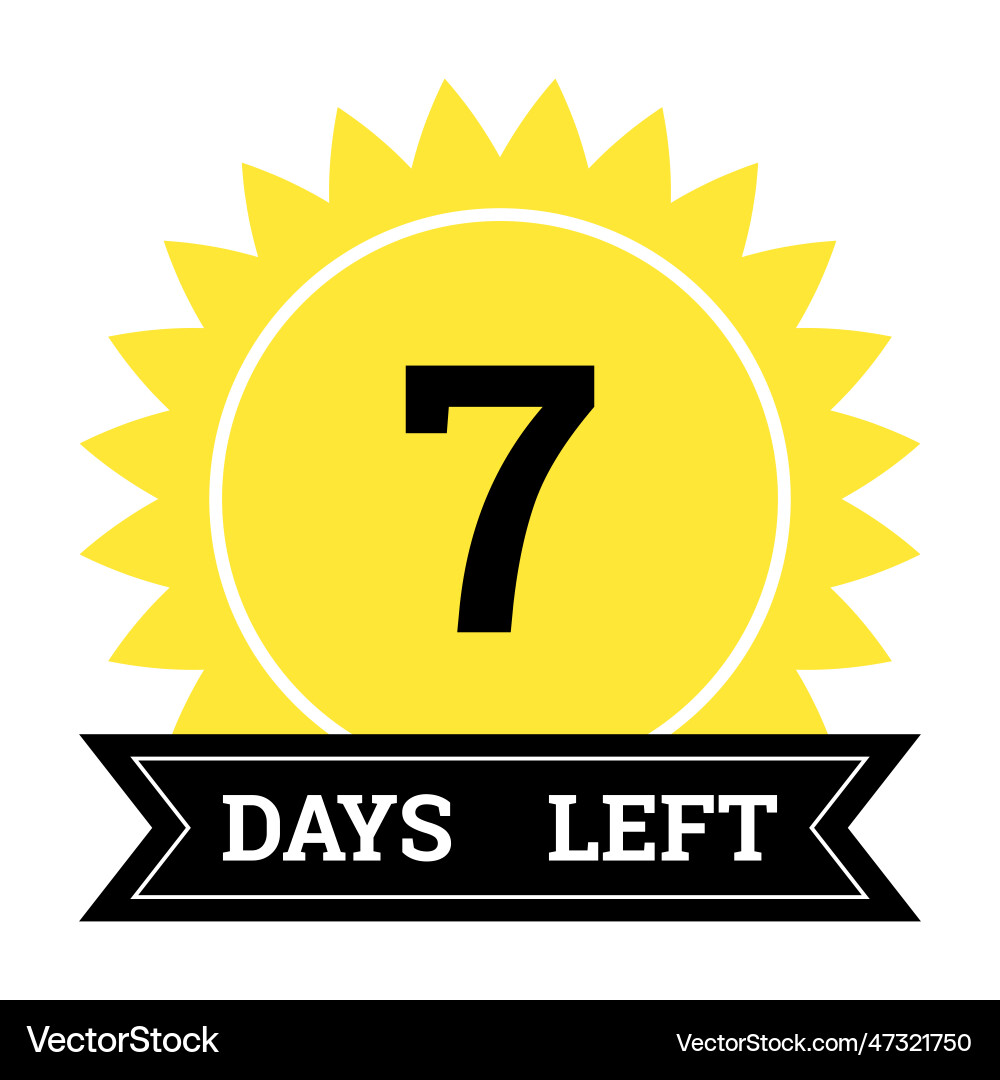 7 Days Left Countdown Timer Royalty Free Vector Image