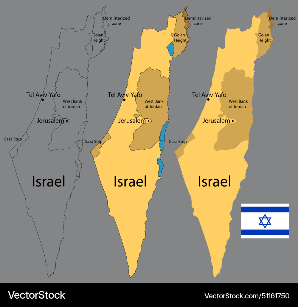 A map of israel Royalty Free Vector Image - VectorStock