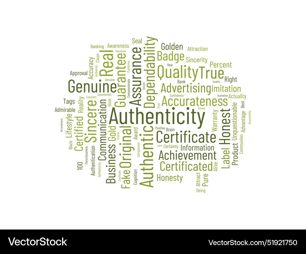 Authenticity wordcloud template business concept Vector Image