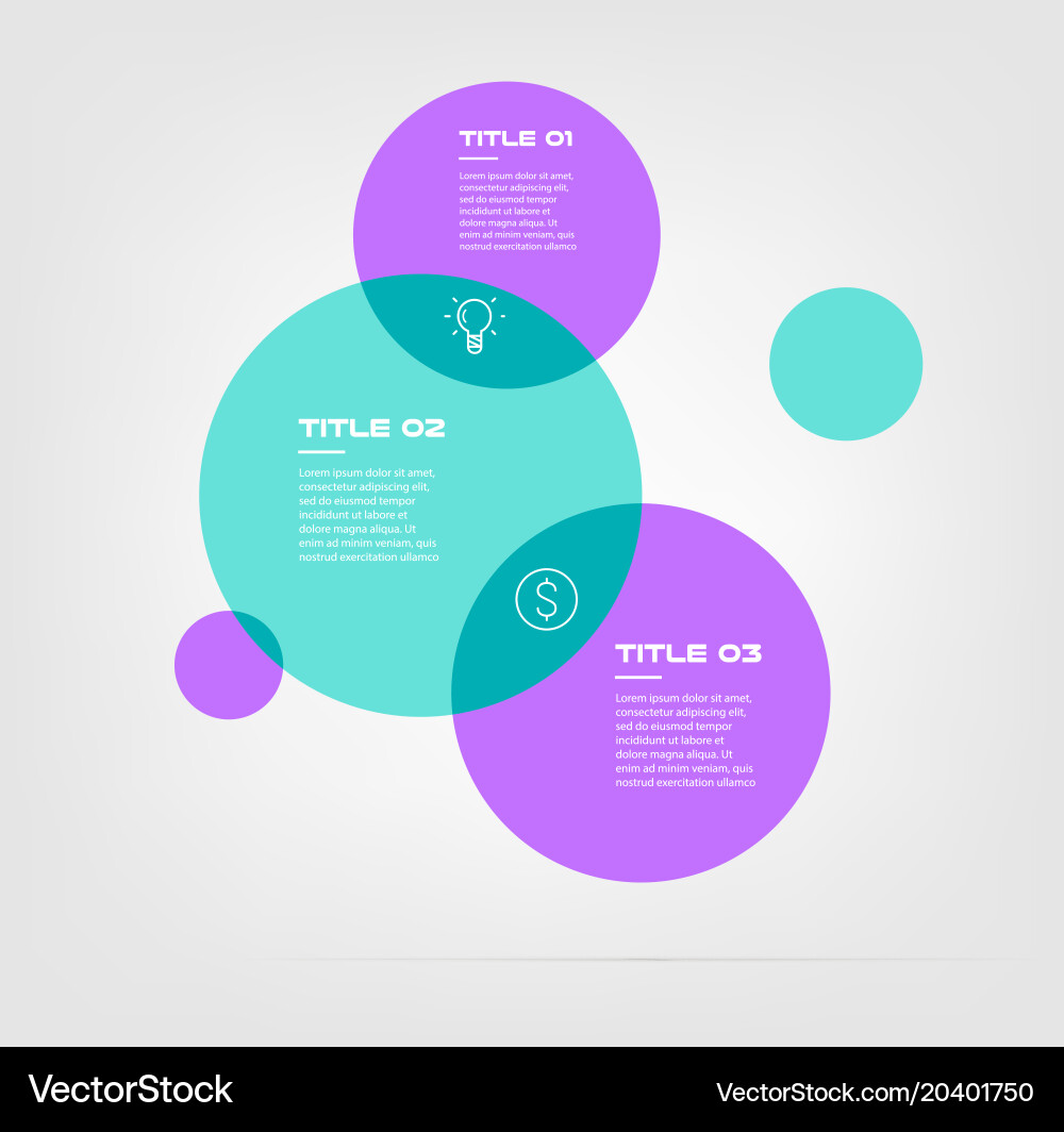 Bubble chart with elements venn diagram Royalty Free Vector