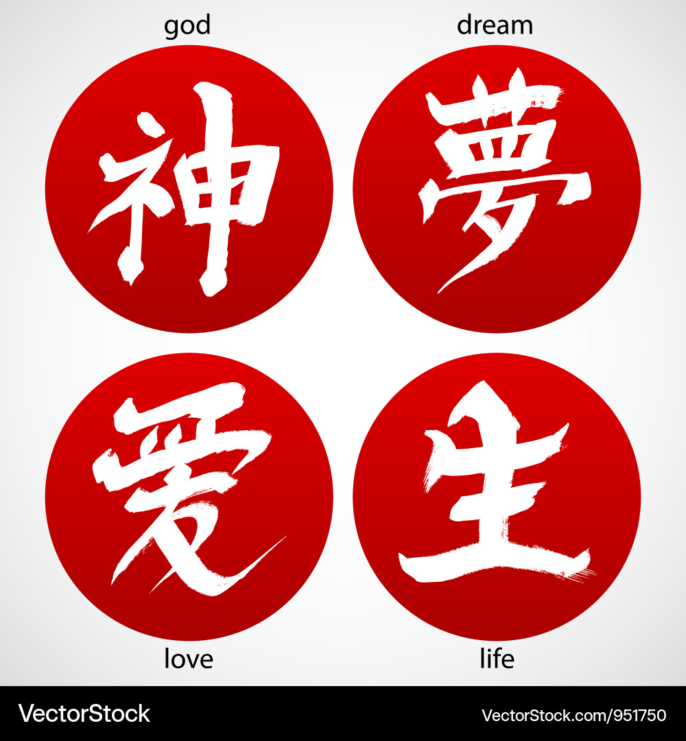 Chinese ink drawn signs Royalty Free Vector Image