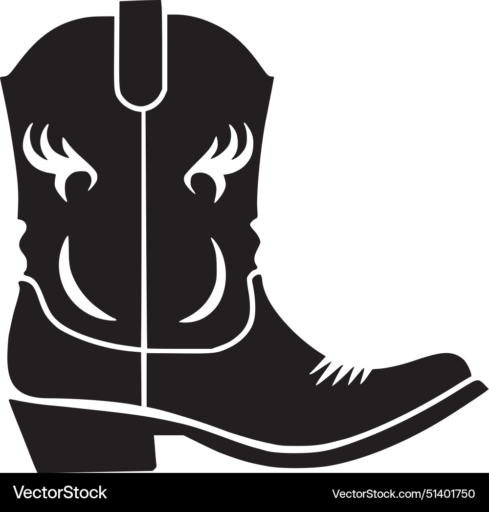 Cowboy boot - black and white isolated icon Vector Image
