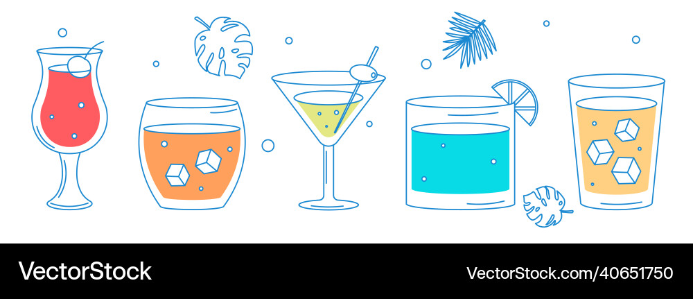Set of cocktails Royalty Free Vector Image - VectorStock