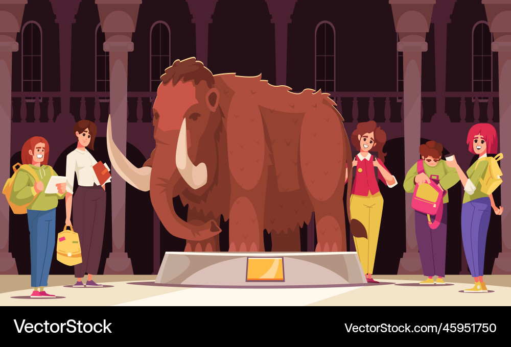 Students museum cartoon Royalty Free Vector Image