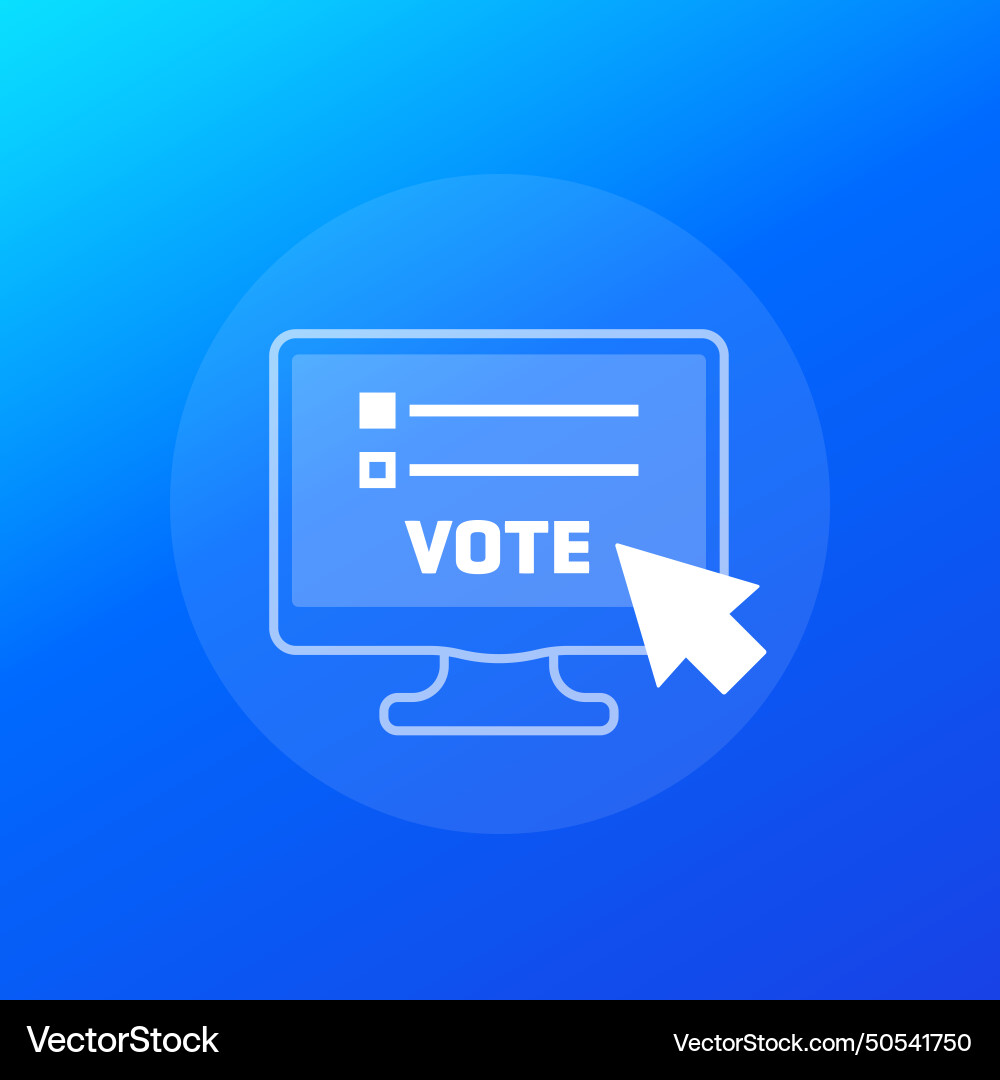 Vote smart voting icon with a computer Royalty Free Vector