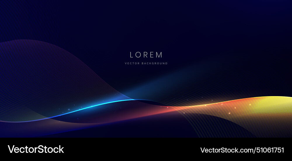 Abstract blue and gold wave lines glowing on Vector Image