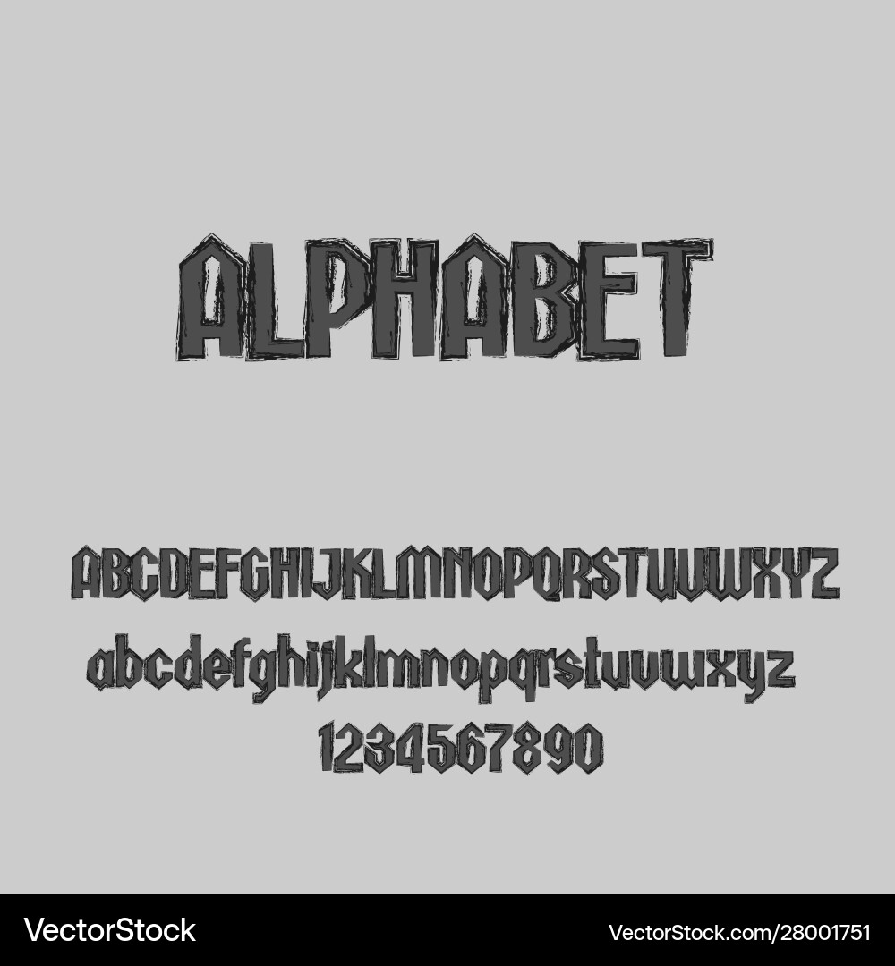 Buchstaben und Zahlen englisches Alphabet Vektorbild
