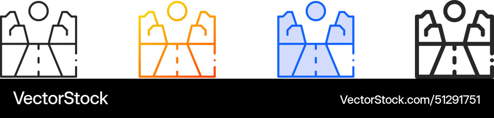 Canyon iconthin linear gradient blue stroke Vector Image
