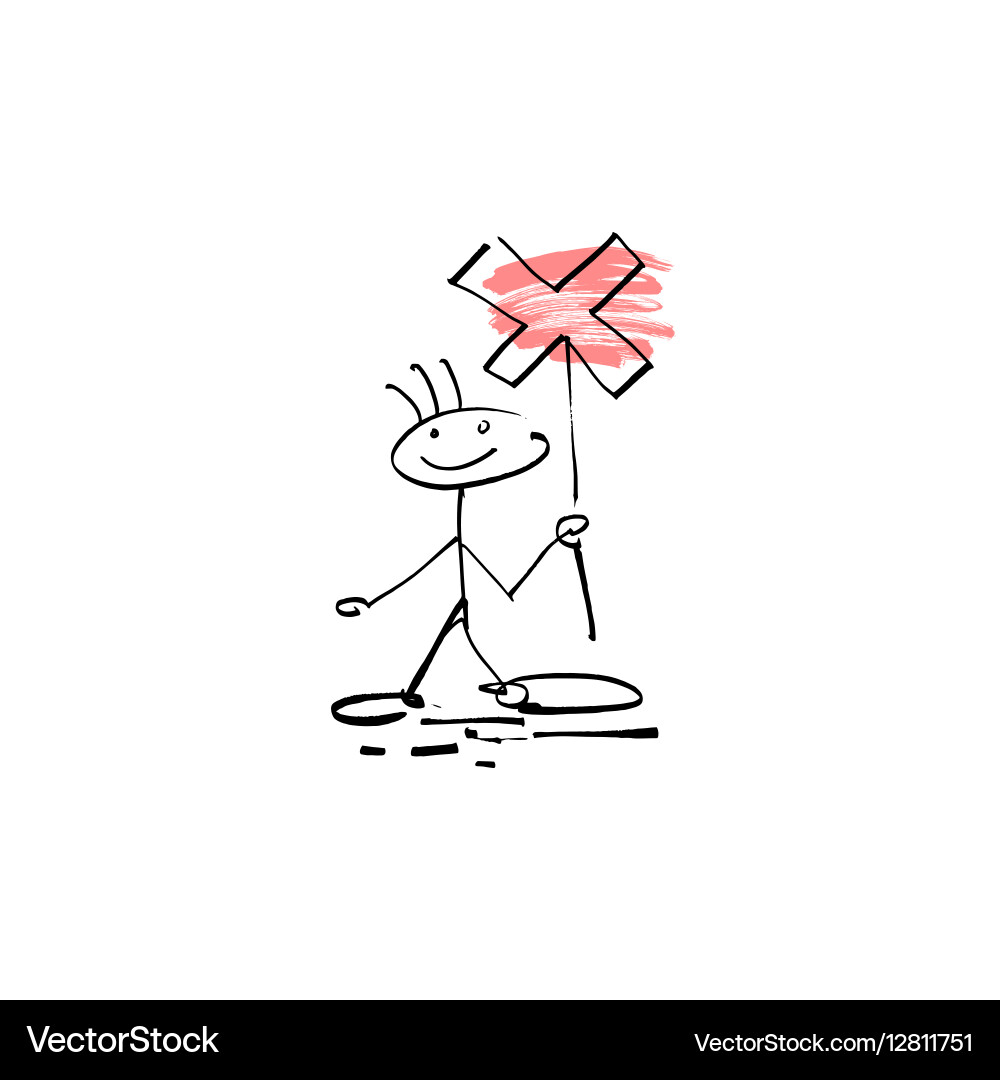 Handzeichnung Skizze menschliches Lächeln Stickfigur