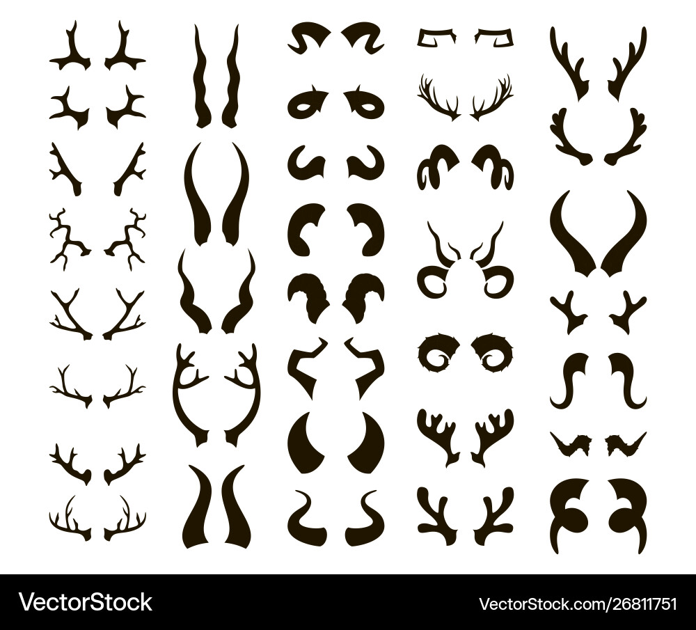 Horns big set Royalty Free Vector Image - VectorStock
