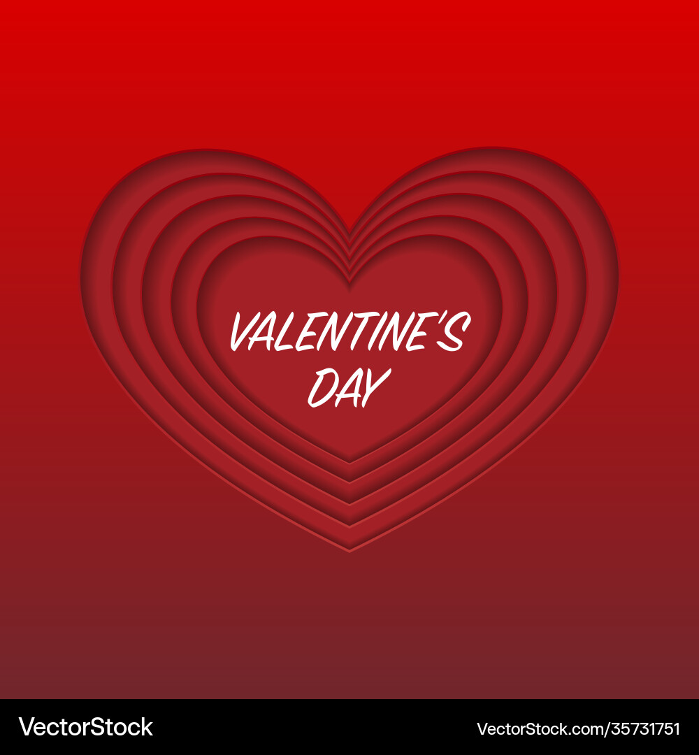 Red cut paper heart background Royalty Free Vector Image