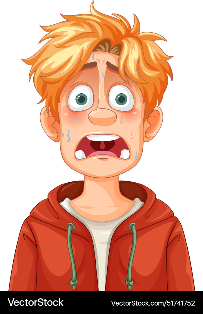 A shocked boy with sweat drops Royalty Free Vector Image