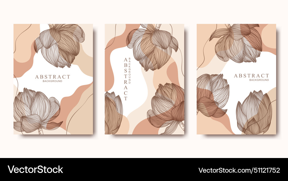 Card templates collection with hand drawn lotus Vector Image