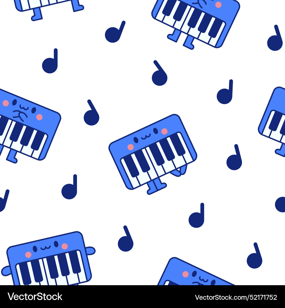 Cute piano character seamless pattern Royalty Free Vector