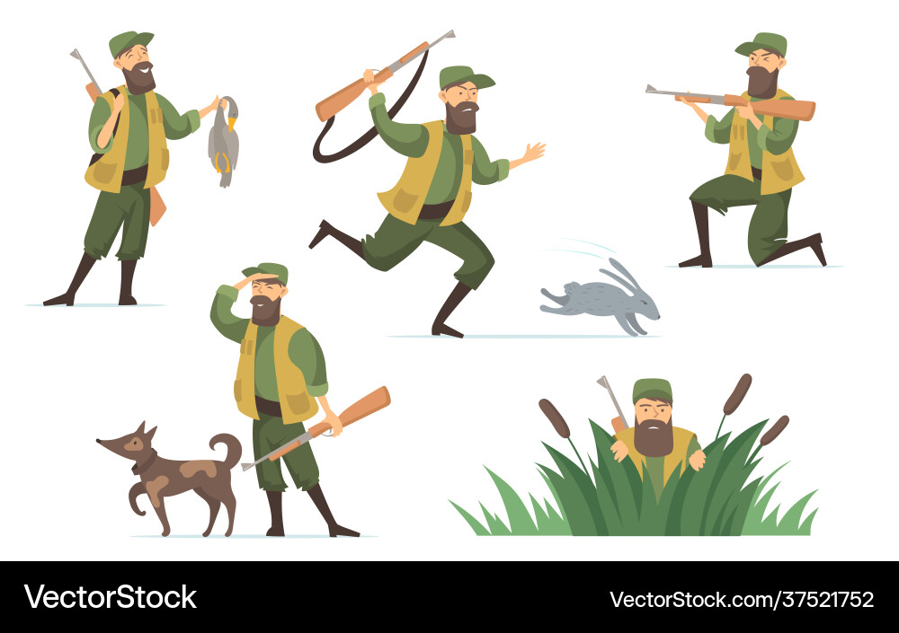 Hunter set Royalty Free Vector Image - VectorStock