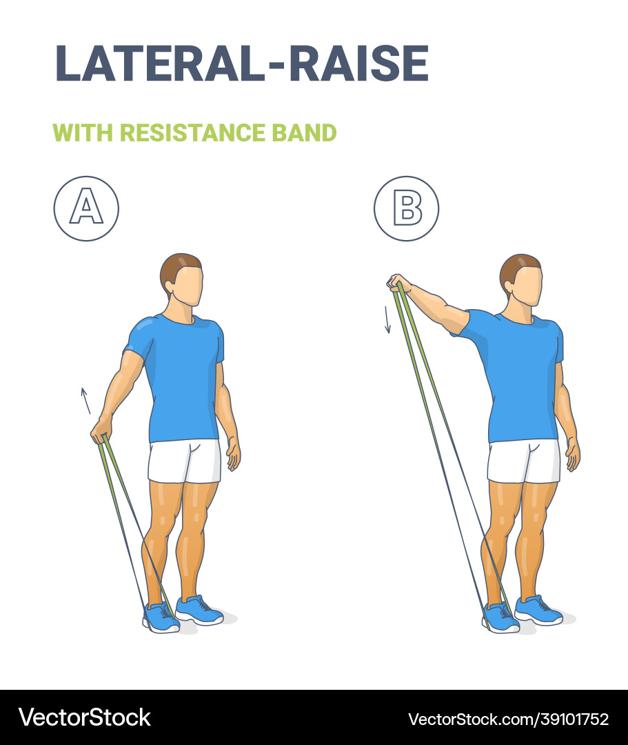 Man doing lateral arm raise home workout exercise Vector Image