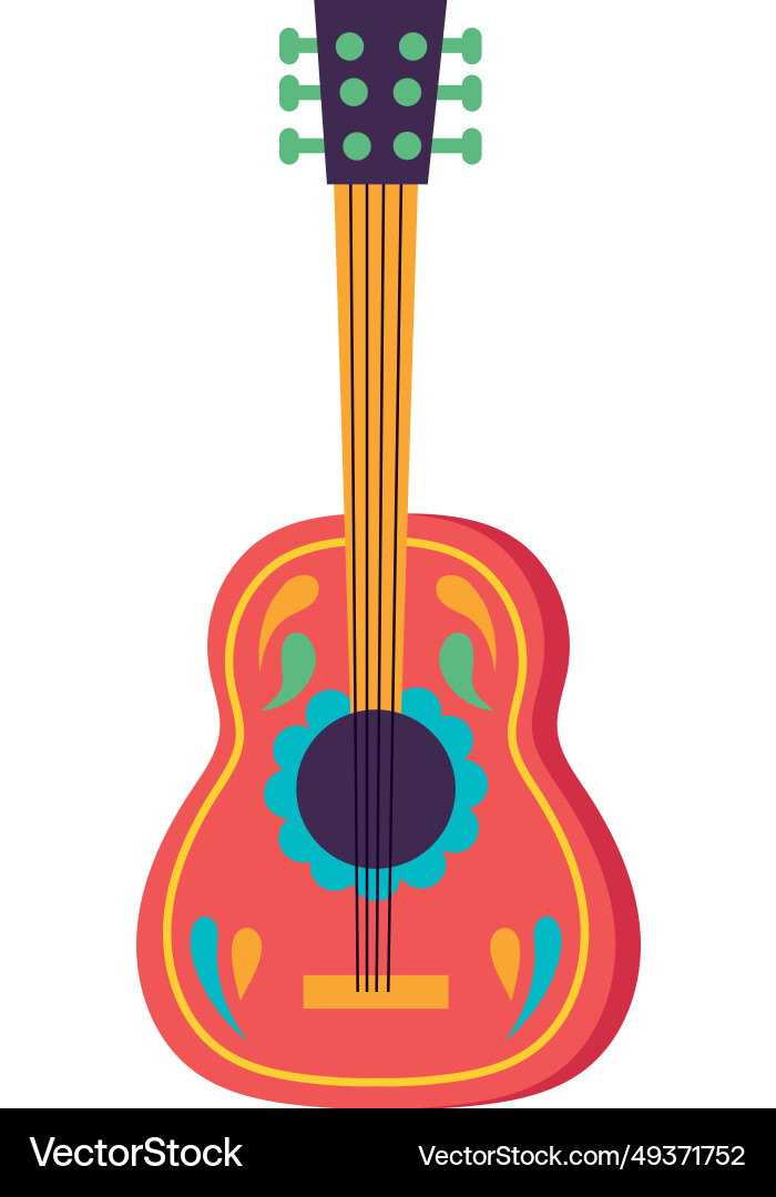 Mexican instrument music guitar Royalty Free Vector Image
