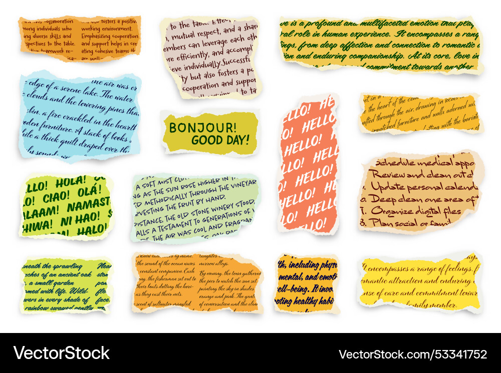 Ripped paper strips with handwritten text Vector Image