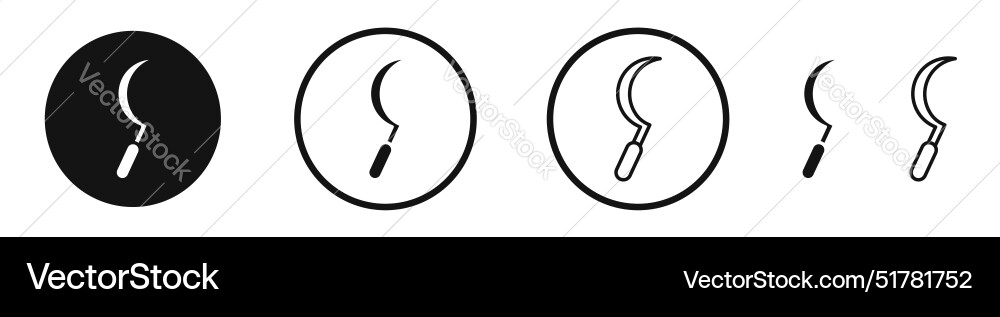 Sickle icon set black filled and outlined style Vector Image