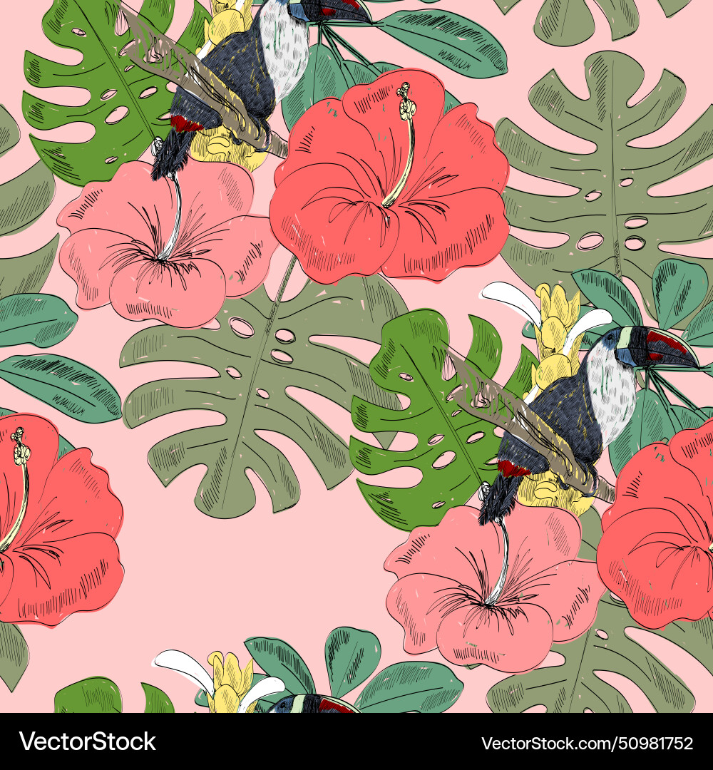 Tropical seamless pattern Royalty Free Vector Image