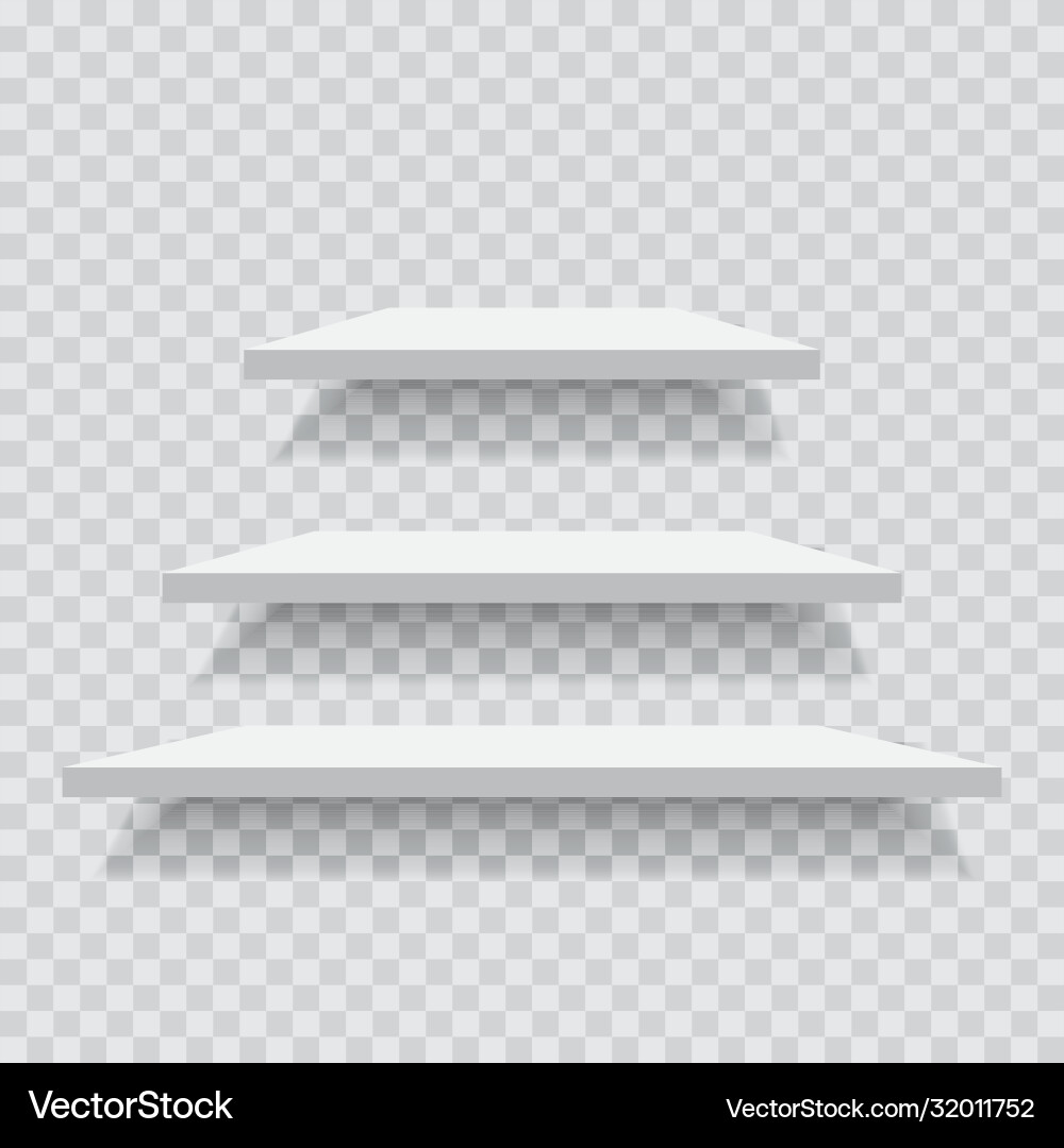 Weiße Regale auf transparentem Hintergrund Vektorbild