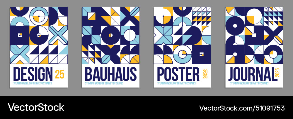 Abstract geometric posters and covers set Vector Image