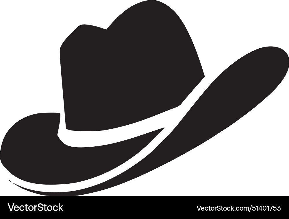 Cowboy hat - black and white isolated icon Vector Image