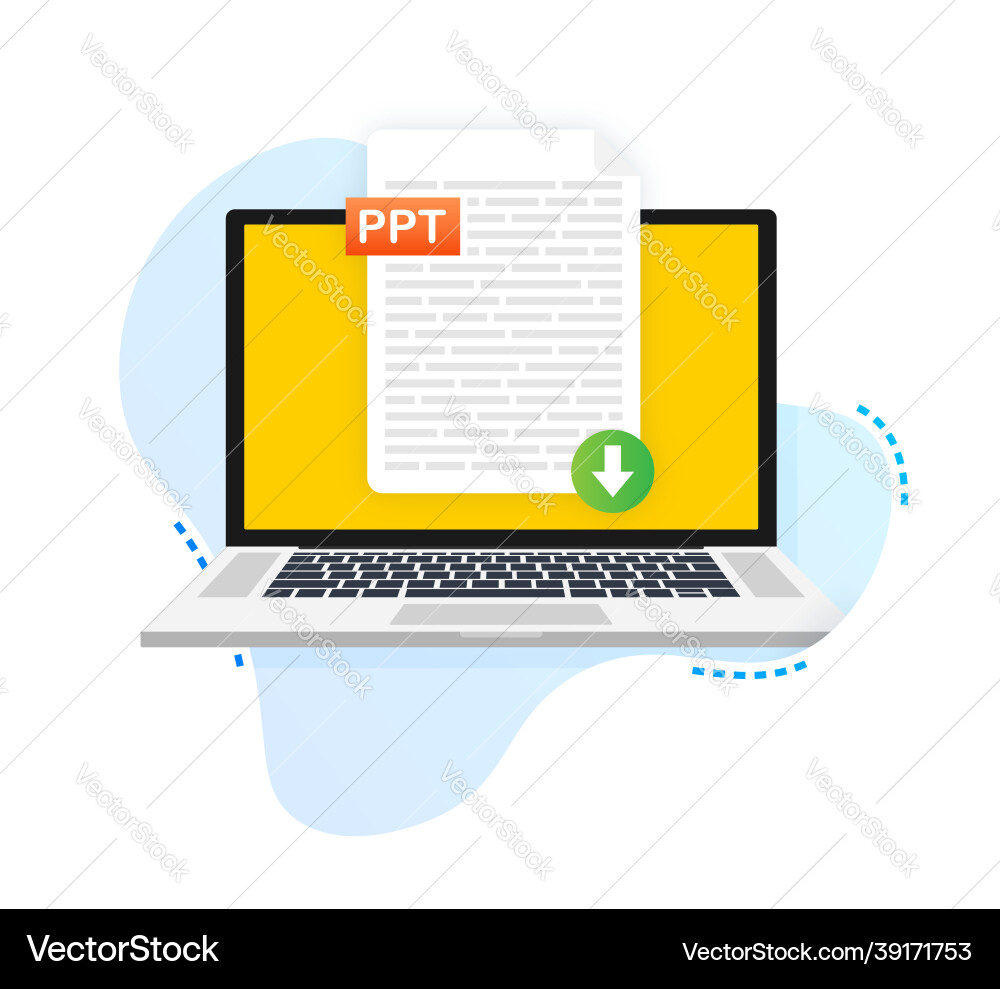 Download ppt button downloading document concept Vector Image