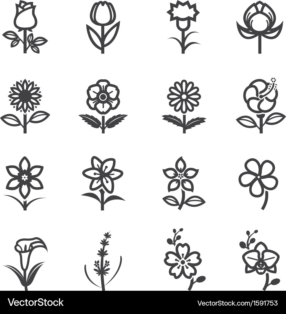 Flower Icon Set - Floral Pattern – Royalty-Free Vector | VectorStock