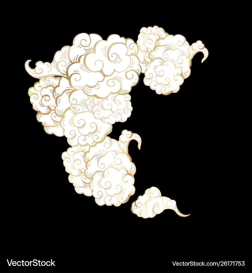 Golden clouds flat Royalty Free Vector Image - VectorStock