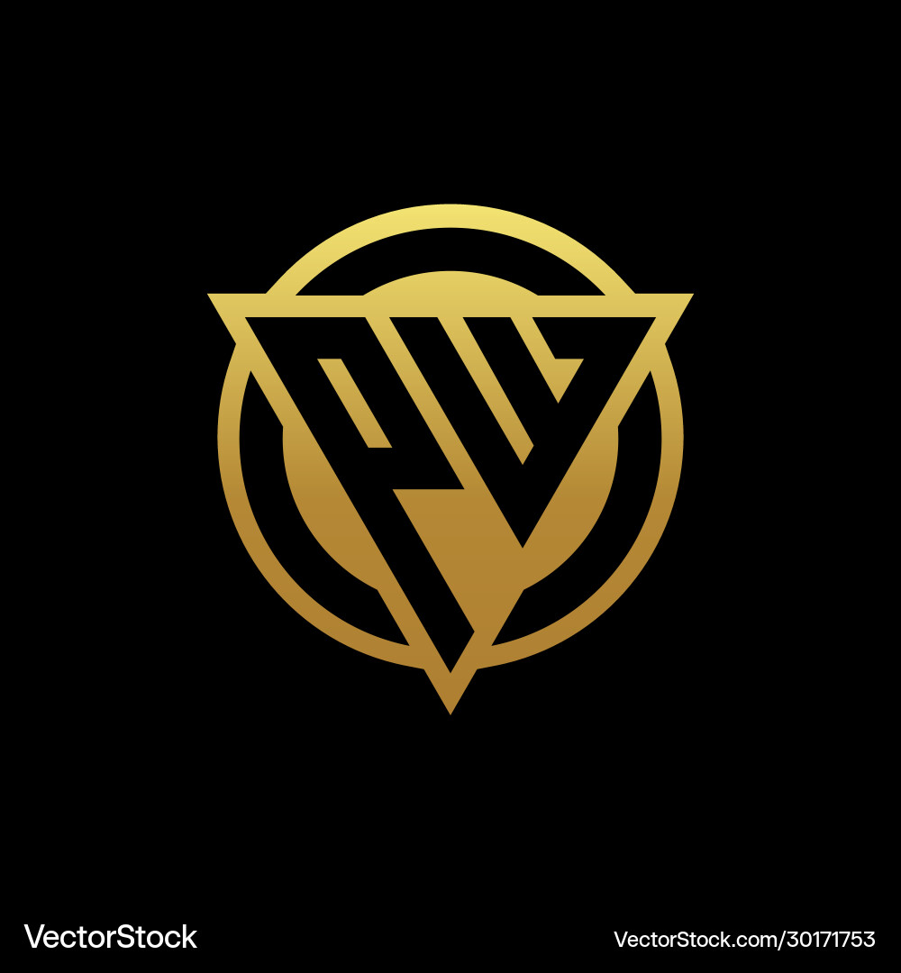 Pw logo monogram with triangle shape and circle Vector Image