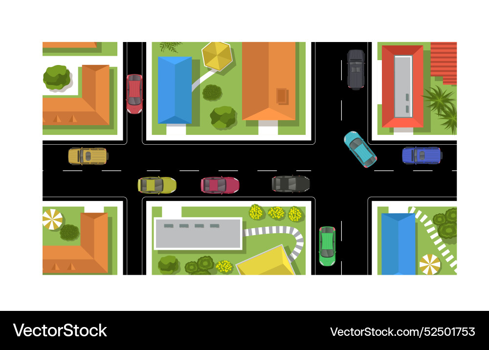 Top view flat background of location map with car Vector Image