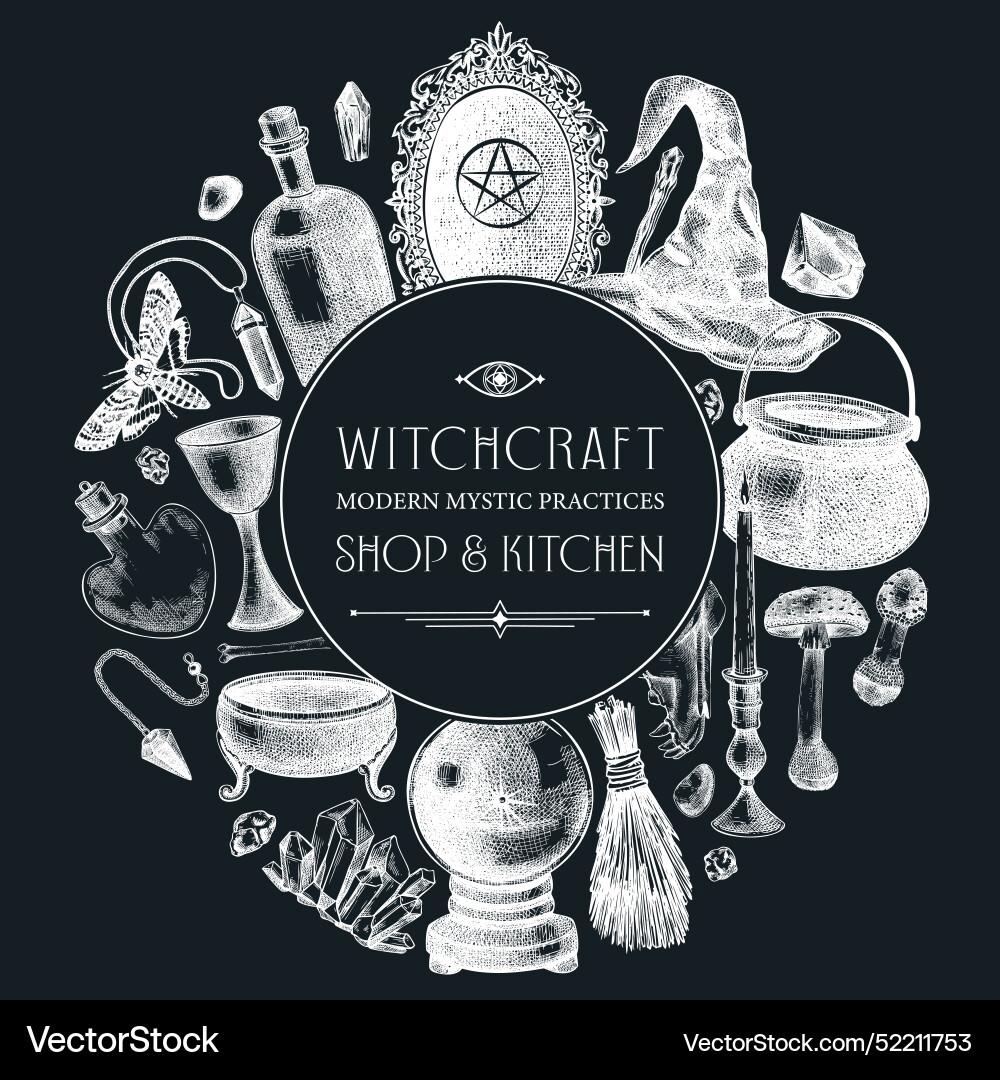 Witchcraft frame design vintage halloween Vector Image