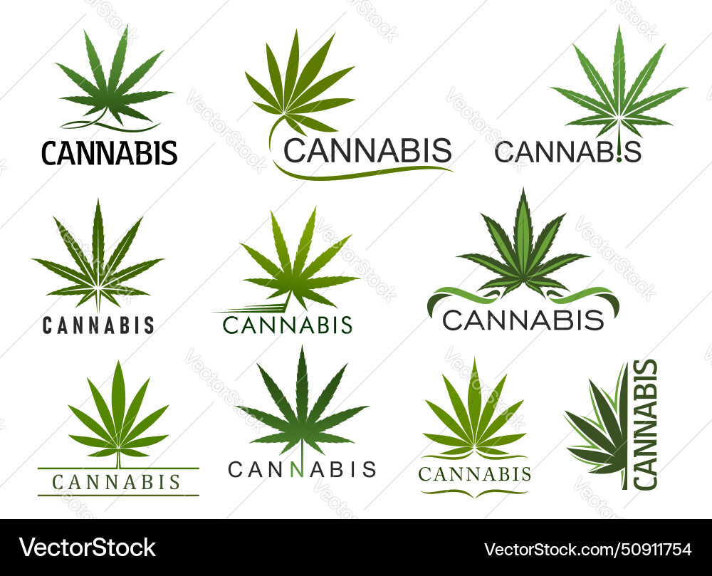 Cannabis Leaf Icons - Hemp & Weed Royalty Free Vector
