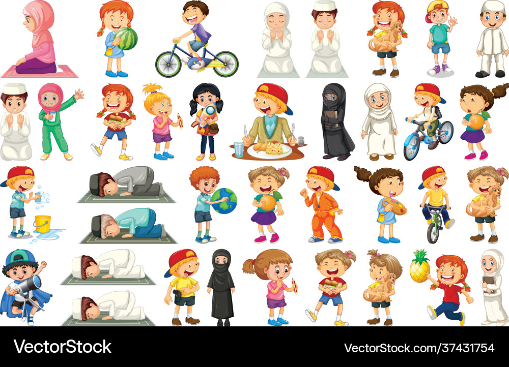Children doing different activities cartoon Vector Image
