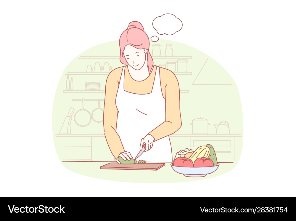 Cooking preparing dinner gastronomy concept Vector Image